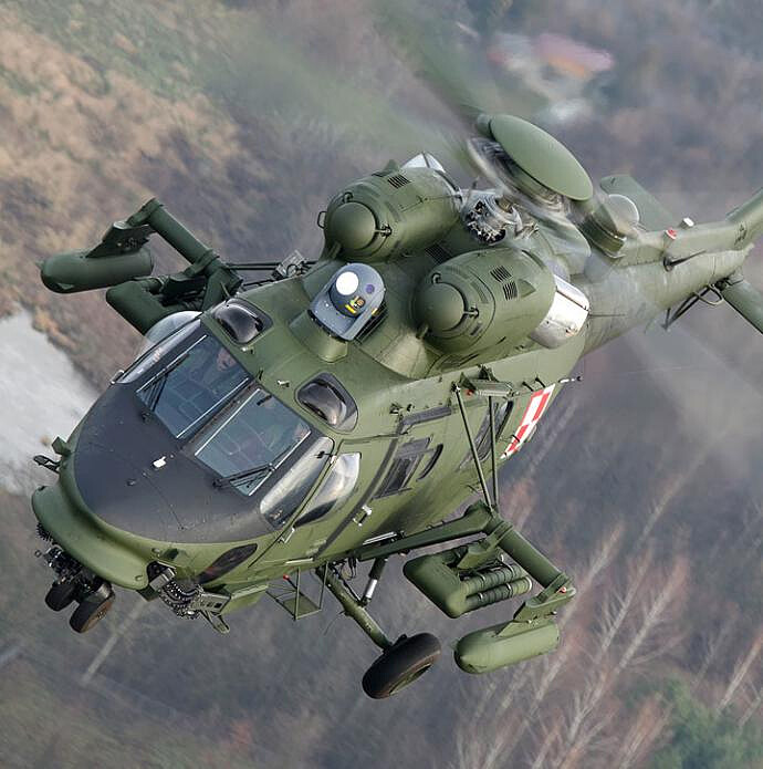 Helicopters from the Polish manufacturer PZL-Świdnik on tarmac in ...